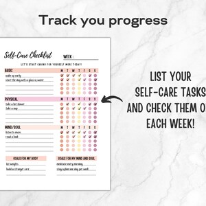 Printable Self-care Checklist for Mental Health and Wellness, Daily ...