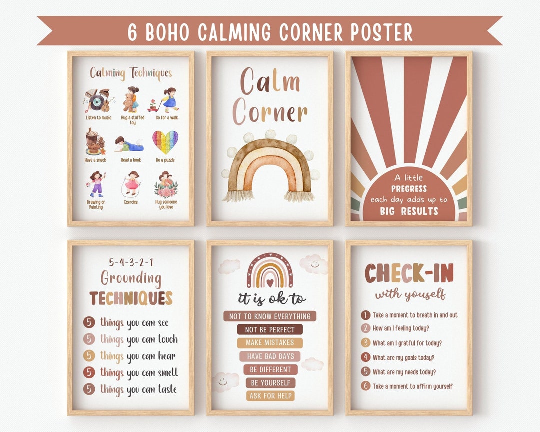 Boho Calming Corner Classroom Posters, Calm Down Printable Decor Wall ...