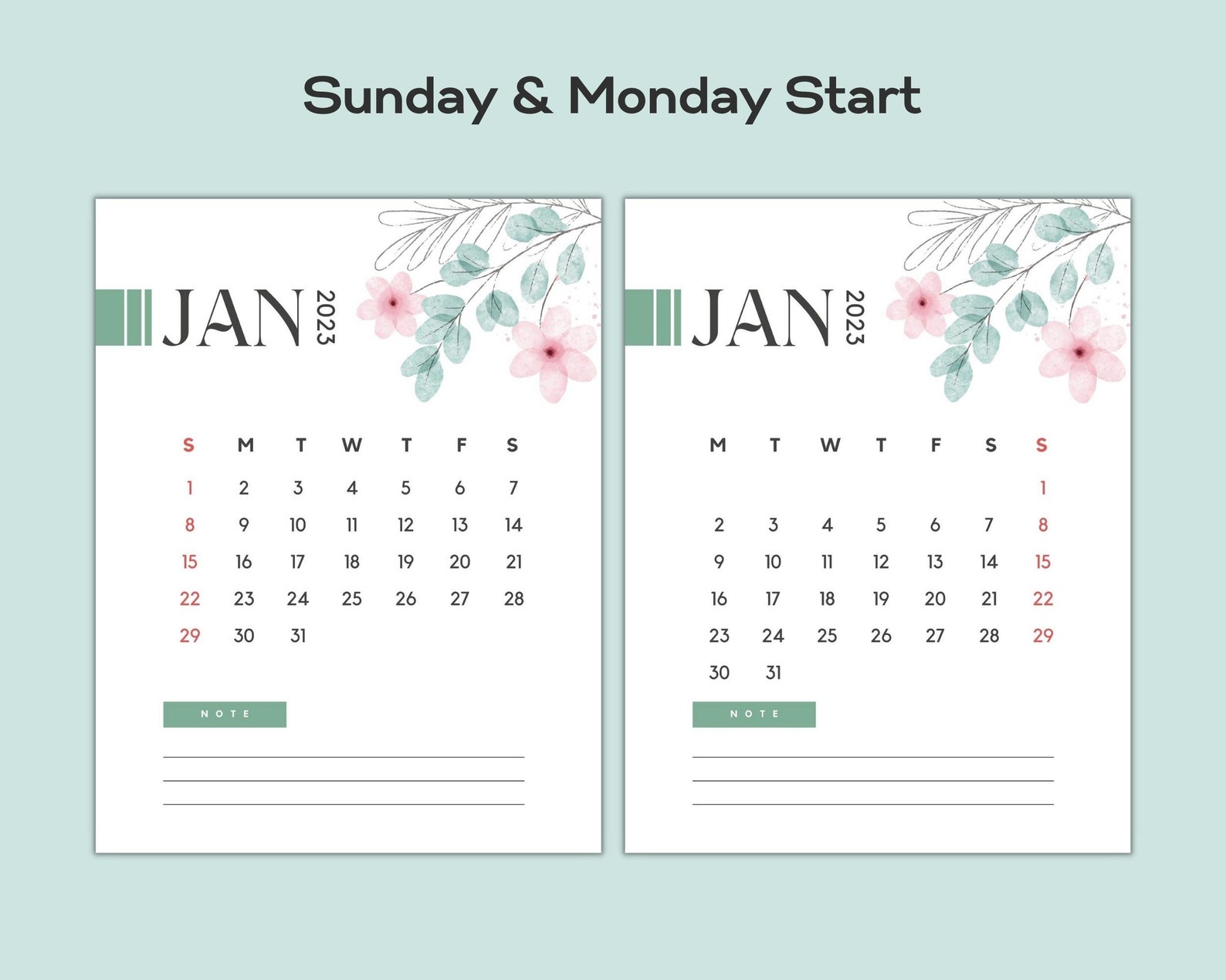 2023 2024 Printable Calendar, Monthly Calendar, Year Calendar 12 Months ...
