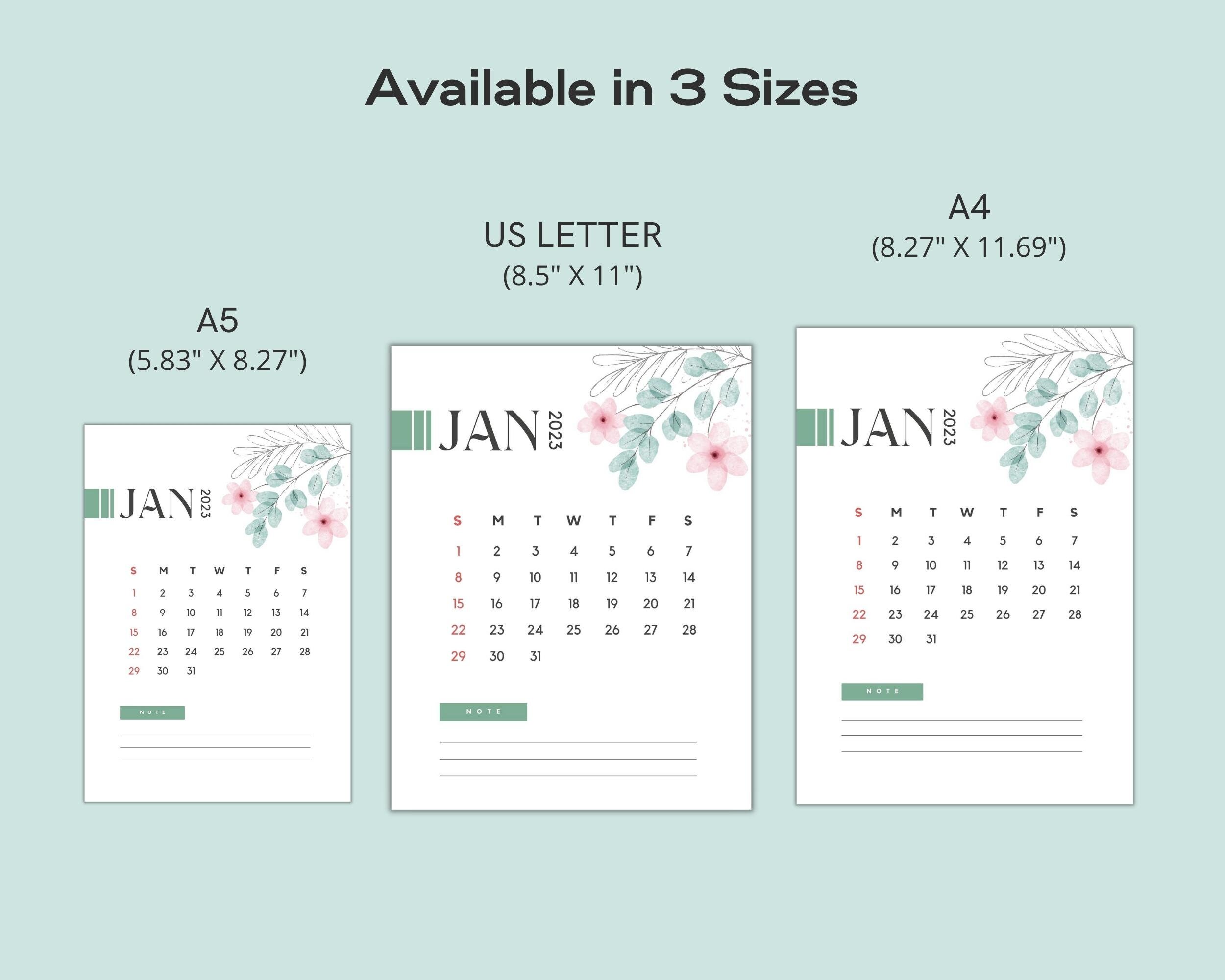 2023 2024 Printable Calendar, Monthly Calendar, Year Calendar 12 Months ...