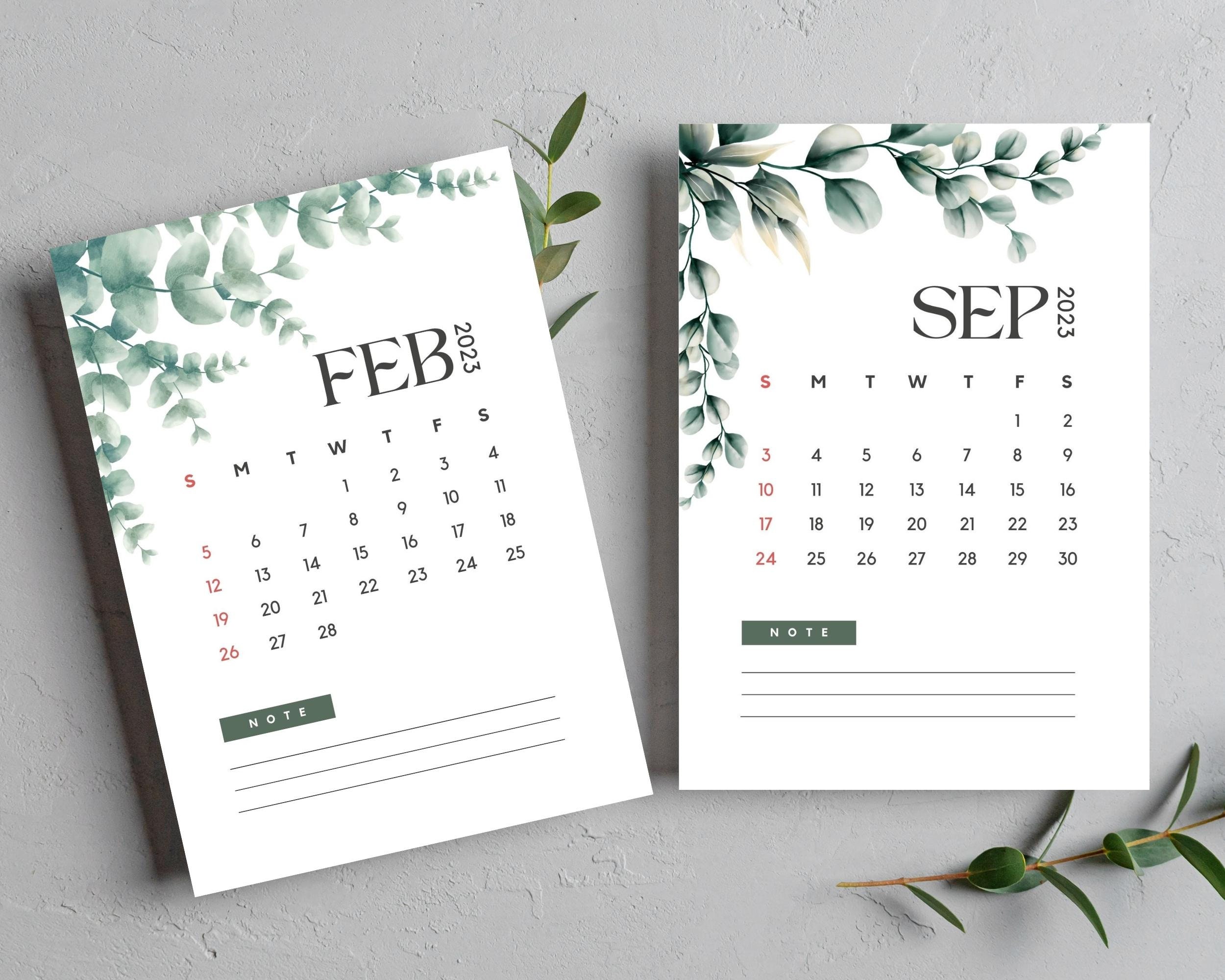 2023 2024 Printable Calendar Monthly Calendar Year Calendar - Etsy