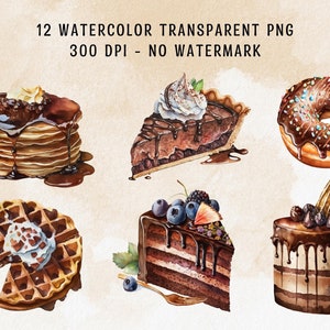Watercolor Chocolate Dessert Clipart Bundle Sweet Treats - Etsy