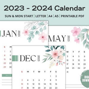2023 2024 Printable Calendar, Monthly Calendar, Year Calendar 12 Months ...