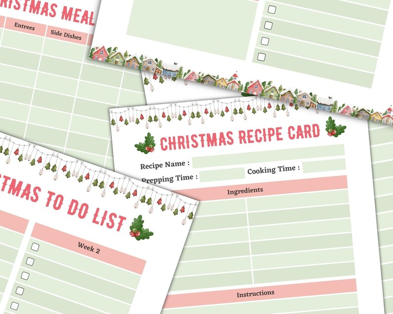 Christmas Recipe Planner Printable, Recipe Card, Recipe Planner ...