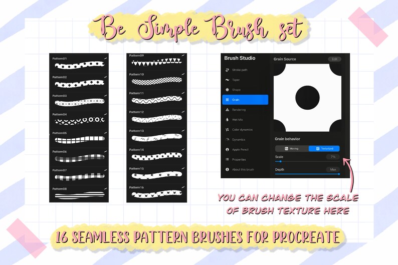 Procreate : Seamless Pattern Brushes Simple Set - Etsy