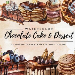 Watercolor Chocolate Dessert Clipart Bundle Sweet Treats - Etsy