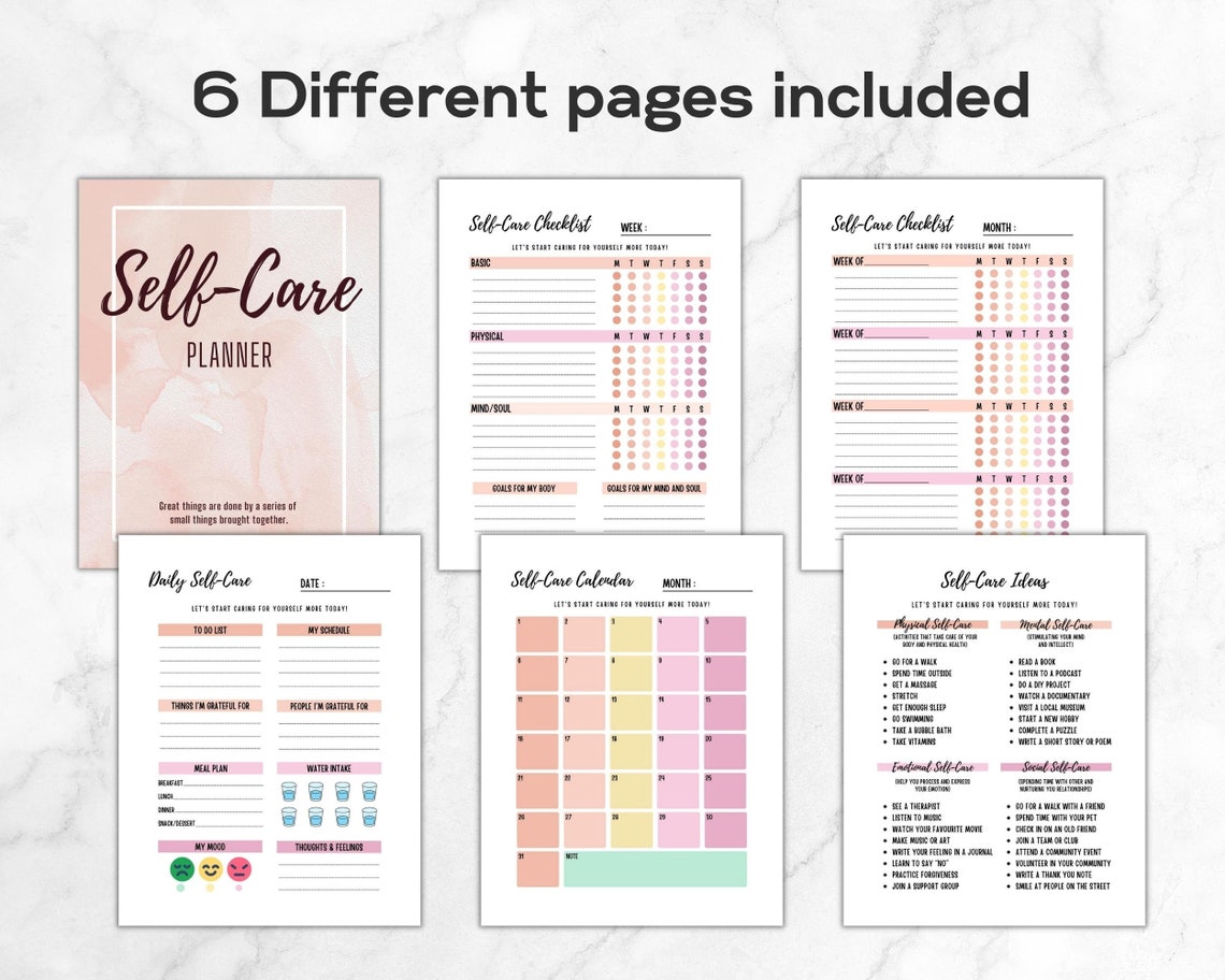 Printable Self-care Checklist for Mental Health and Wellness - Etsy