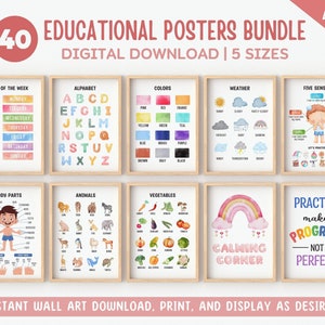 40 Educational Posters Bundle, Classroom Decor, Homeschool Printables ...