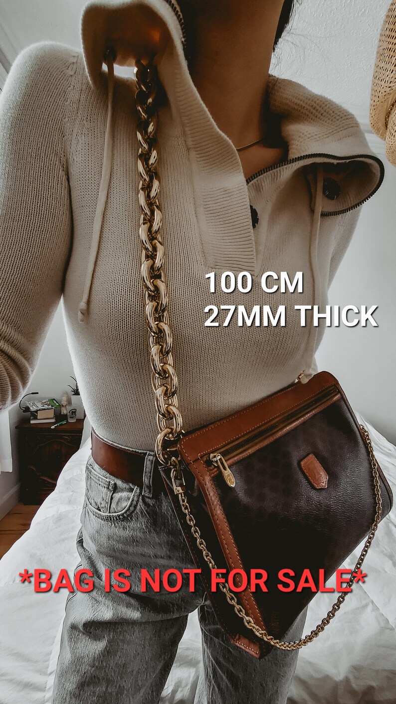 GOLD Chunky Chain Handle, 24mm, 27mm, Shiny Curb Chains Handle, Purse ...