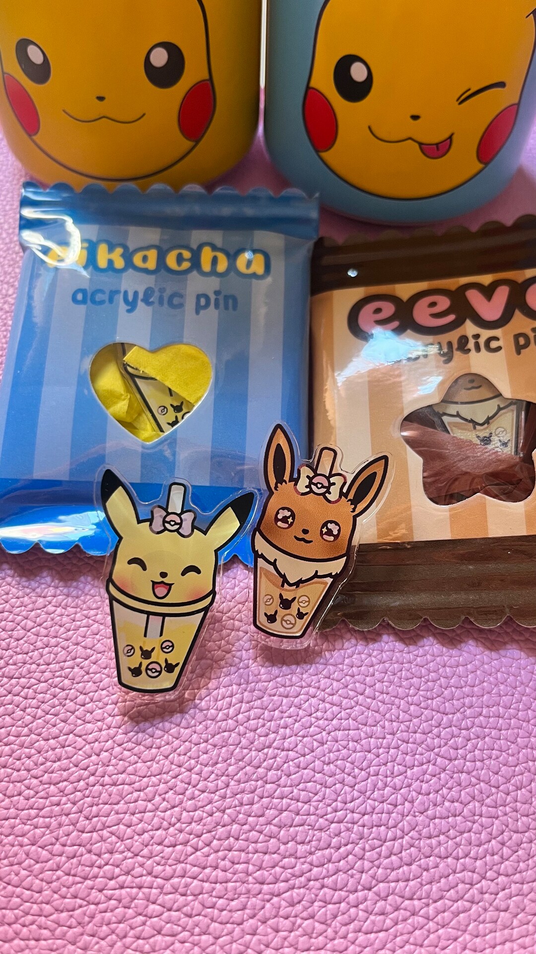 Pikachu Eevee Bubble Tea Acrylic Pin, Kawaii Pokémon Pin - Etsy