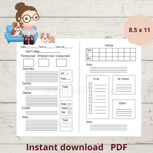 Caregiver Log Sheet Home Aide Tracker Sheet Care for Elderly - Etsy