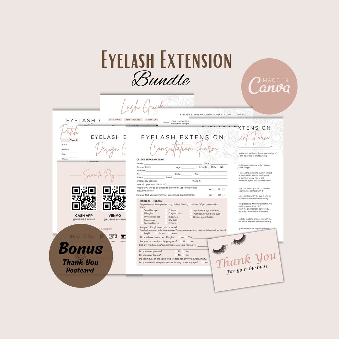 Eyelash Extension Forms Editable, Lash Consent Templates, Lash Tech ...