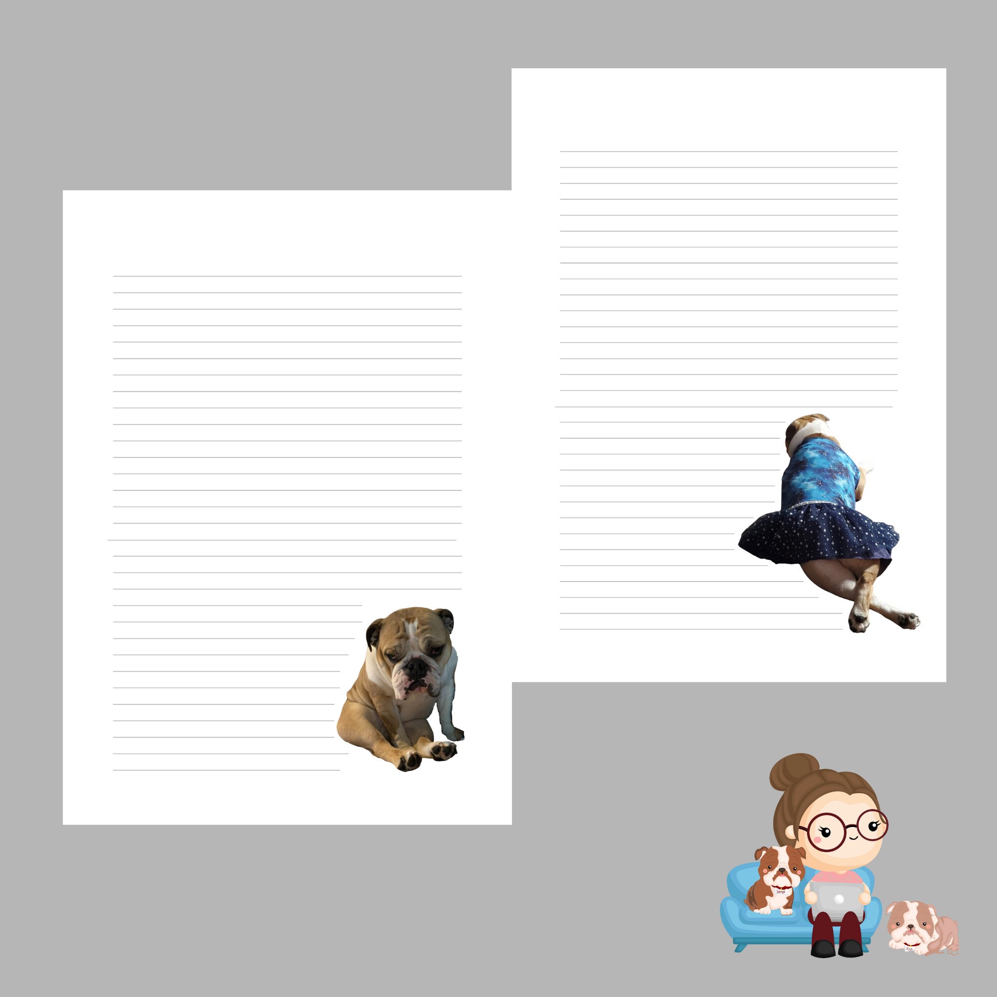 Printable Stationery Paper Bulldogs Dogs Notepad A4 8.5x11 - Etsy
