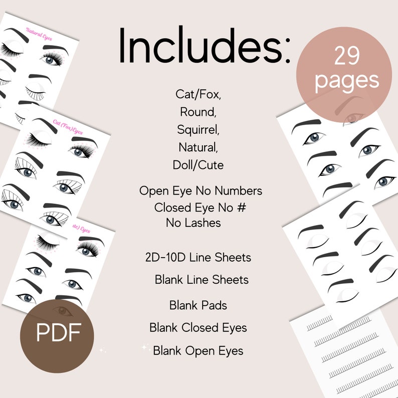 Eyelash Extension Mapping Worksheets, Lash Practice, Lash Tech ...