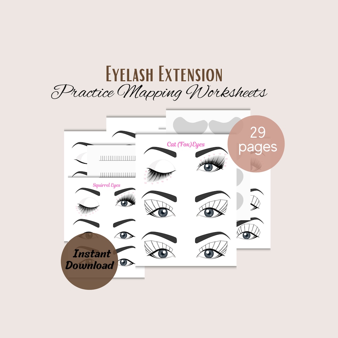 Eyelash Extension Mapping Worksheets, Lash Practice, Lash Tech ...