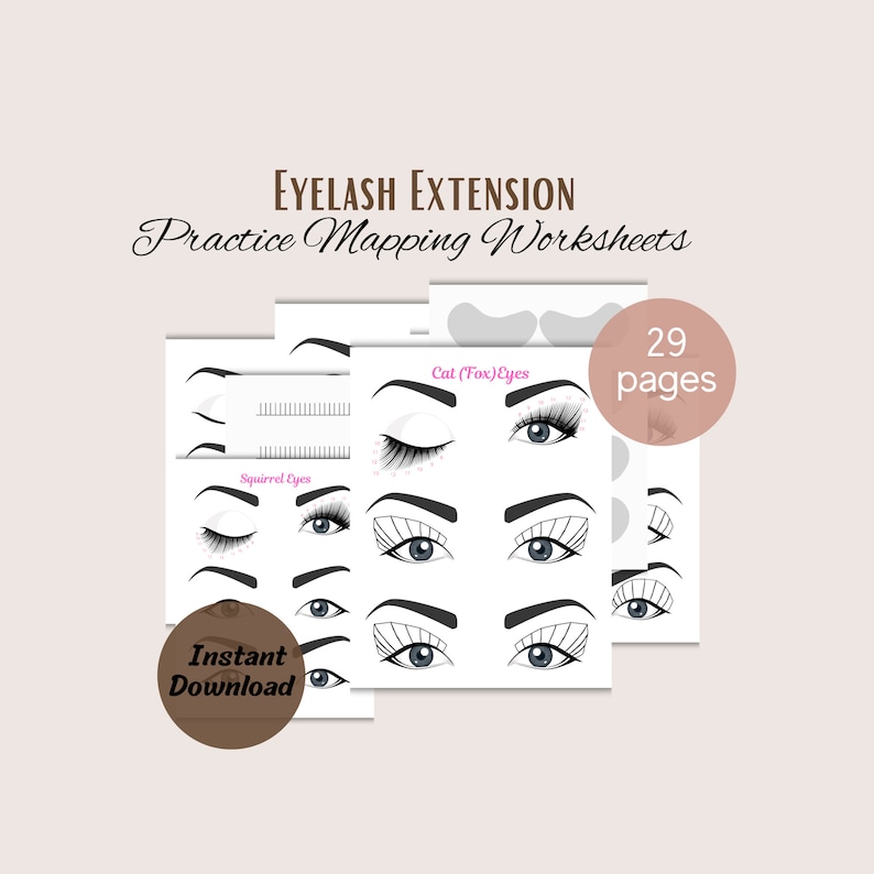 Eyelash Extension Mapping Worksheets, Lash Practice, Lash Tech ...