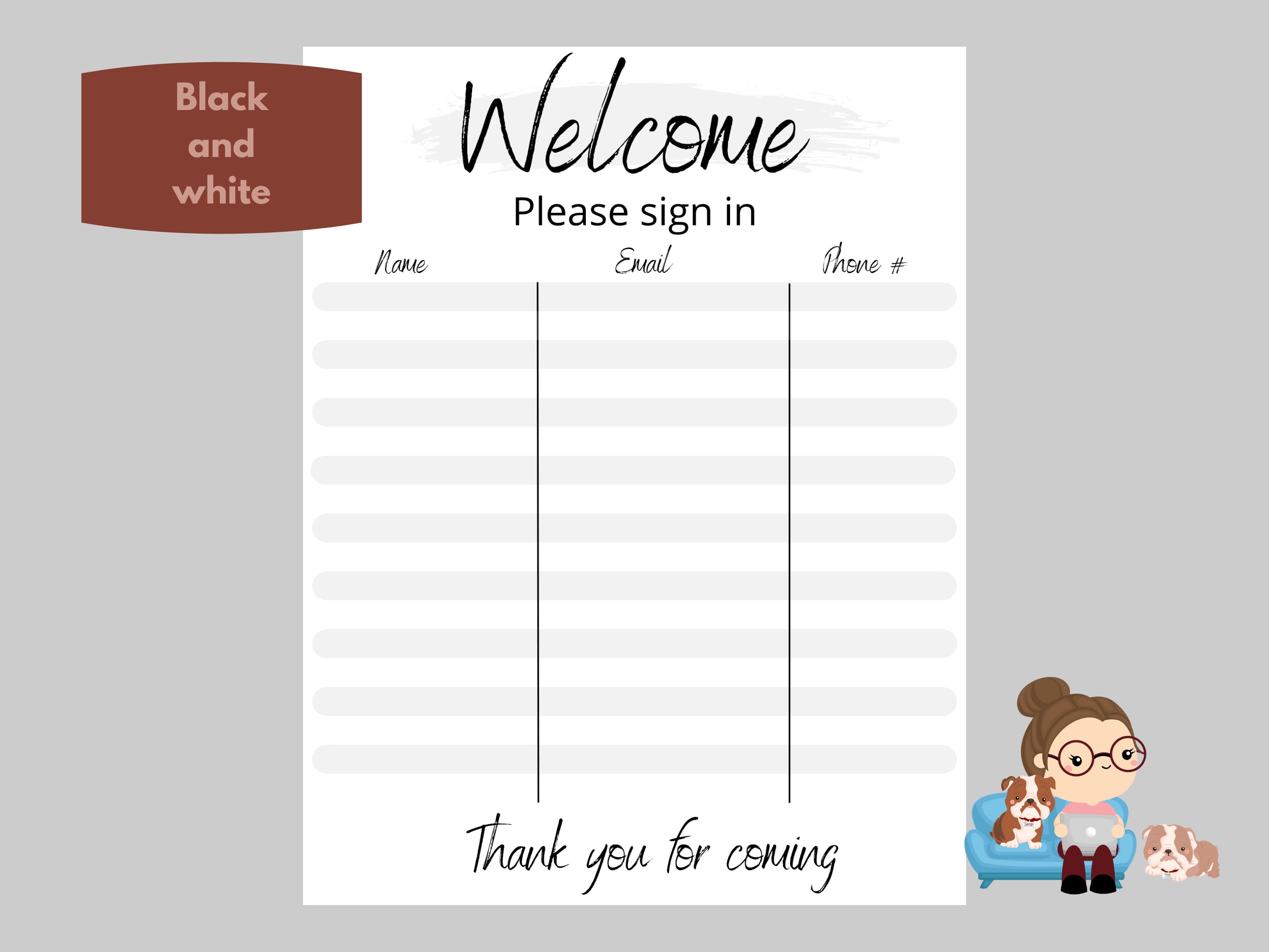 Sign up Sheet, Name, Email, Phone Sign up Forms, Printable Sign Up ...