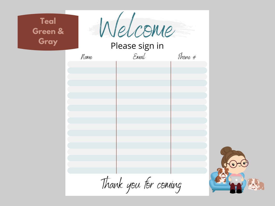 Sign up Sheet, Name, Email, Phone Sign up Forms, Printable Sign Up ...