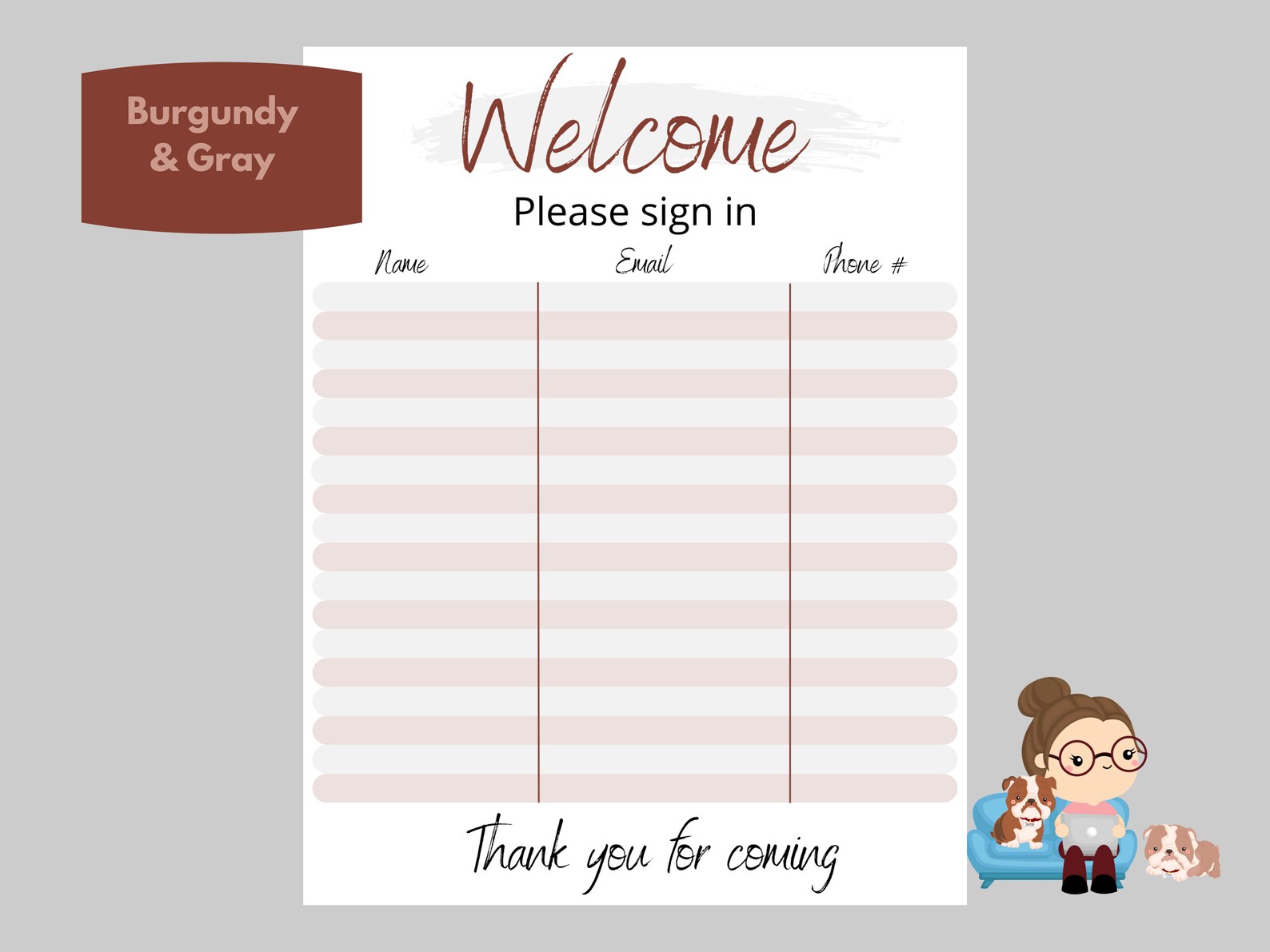 Sign up Sheet, Name, Email, Phone Sign up Forms, Printable Sign Up ...
