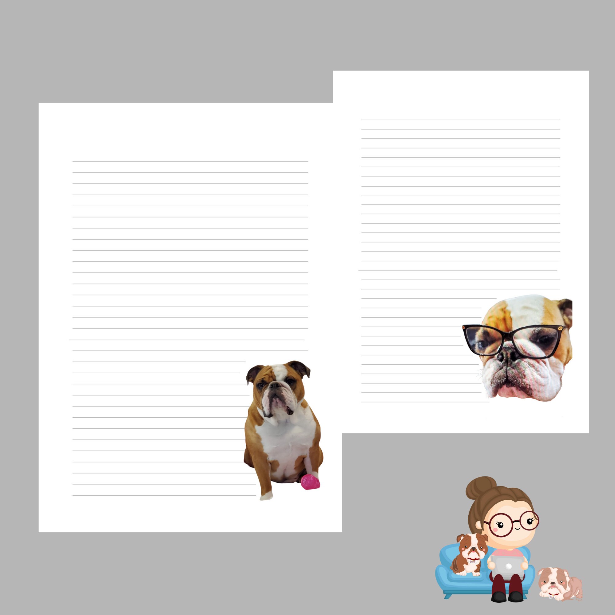 Printable Stationery Paper Bulldogs Dogs Notepad A4 8.5x11 - Etsy