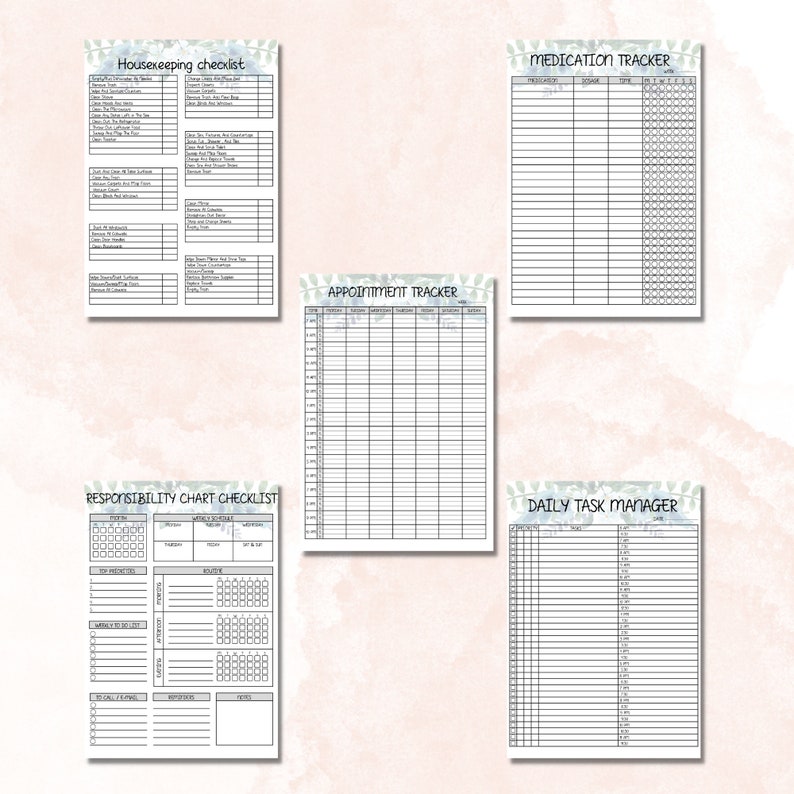 Caregiver Planner Home Aide Tracker Sheet Care for Elderly - Etsy
