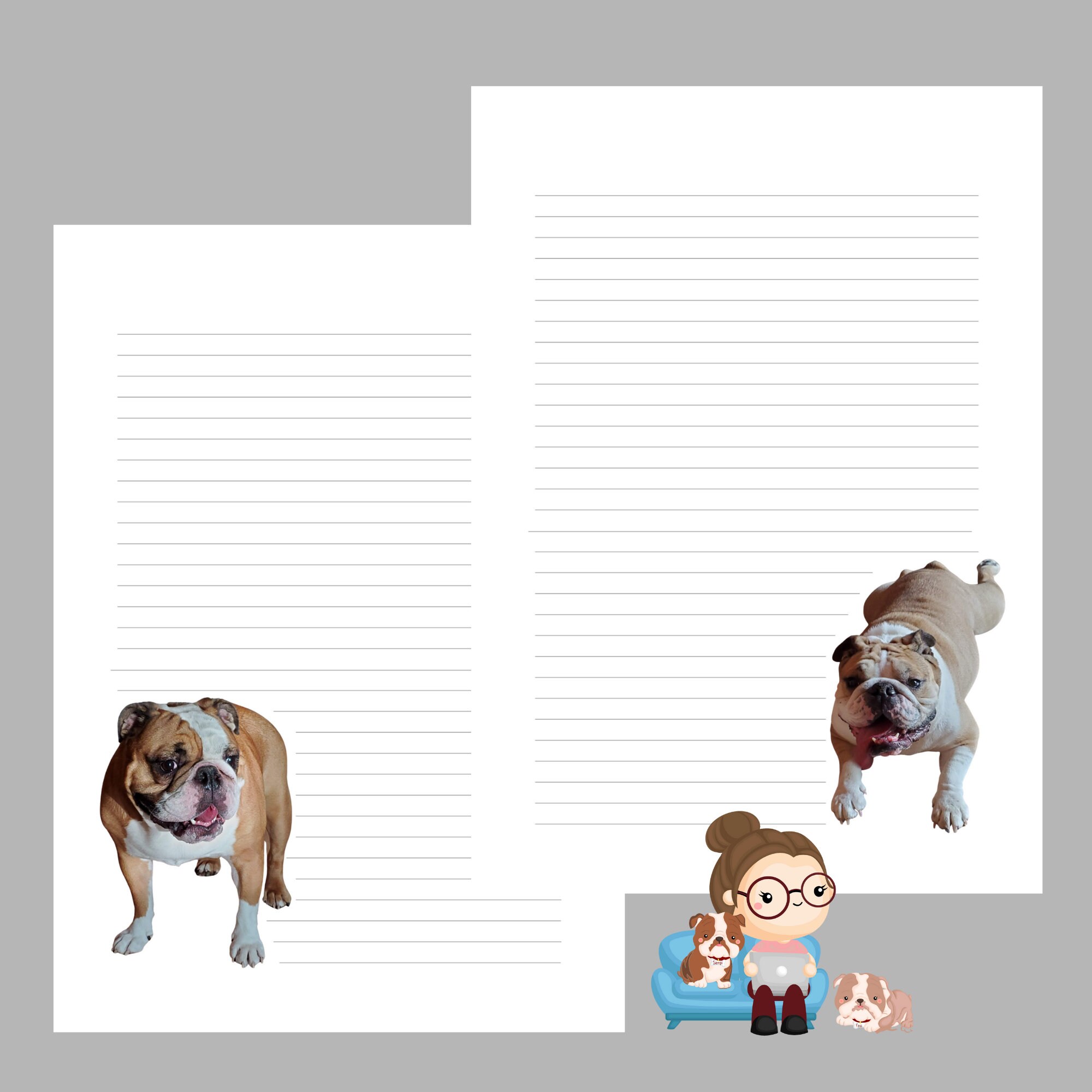 Printable Stationery Paper Bulldogs Dogs Notepad A4 8.5x11 - Etsy