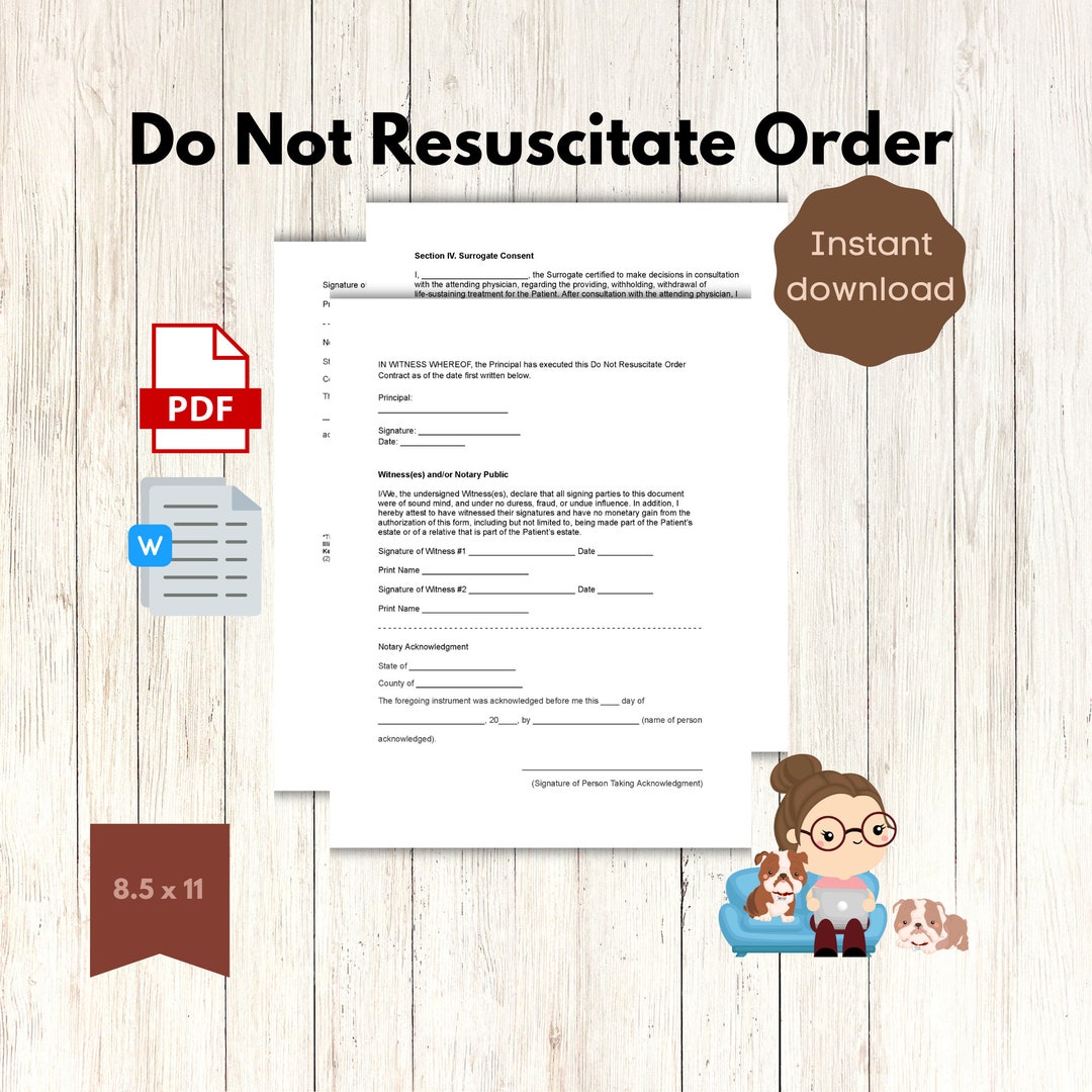 Do Not Resuscitate, DNR, Care for Elderly, Home Care Printable ...