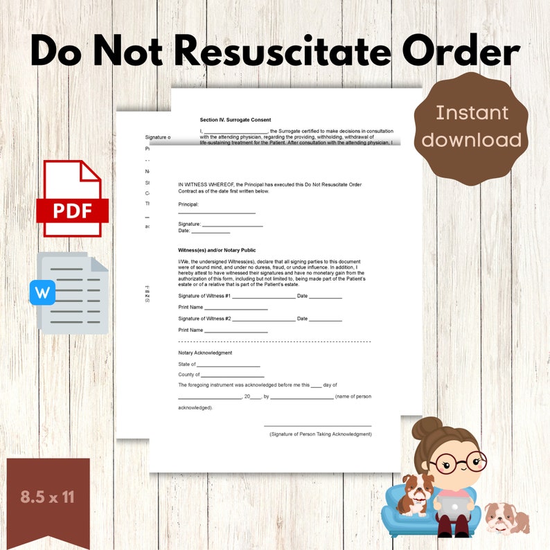 Do Not Resuscitate, DNR, Care for Elderly, Home Care Printable ...