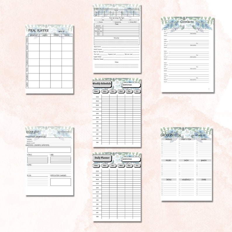 Caregiver Planner Home Aide Tracker Sheet Care for Elderly - Etsy