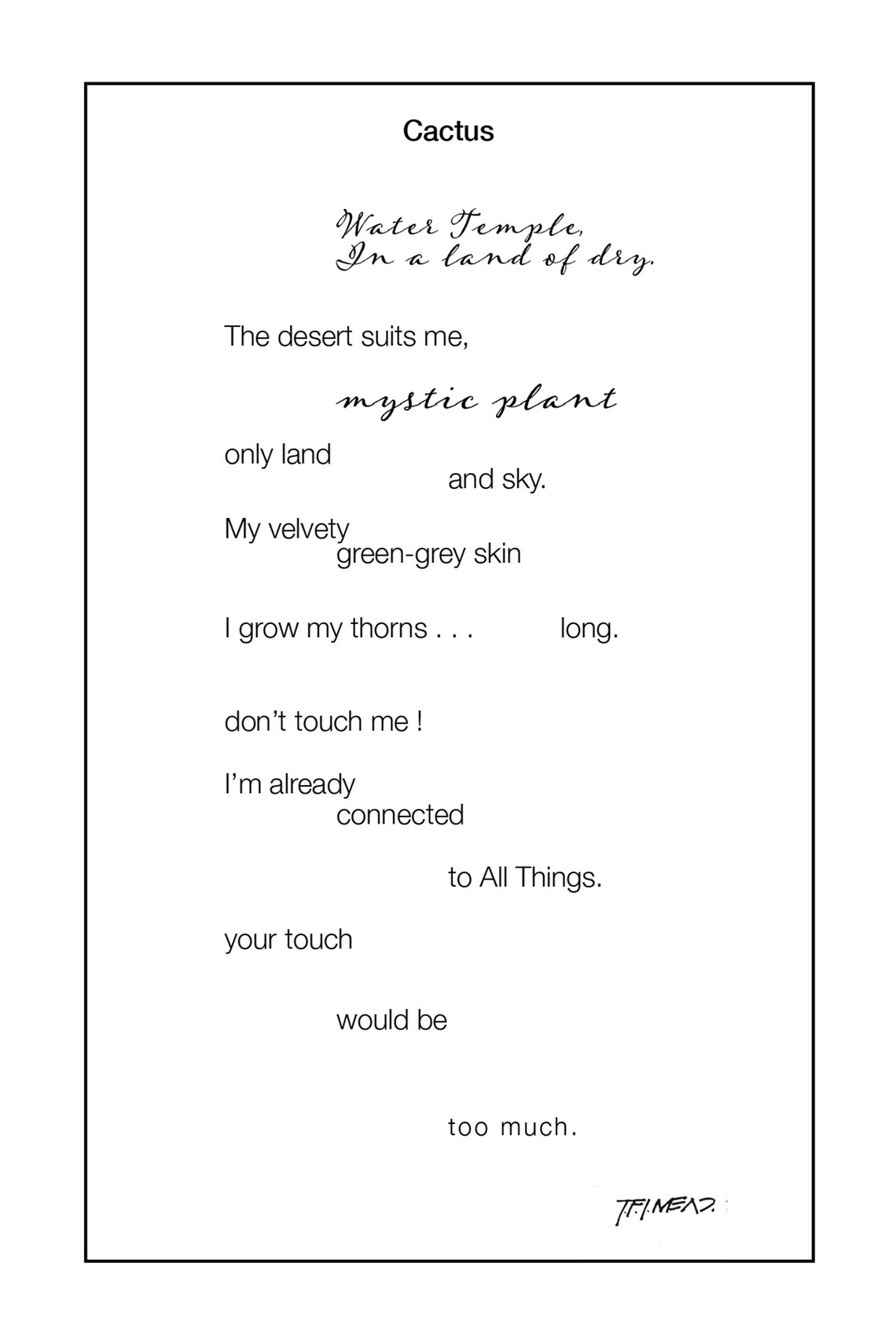 Cactus Poem Poetry Inspiration Printable Wall Art - Etsy