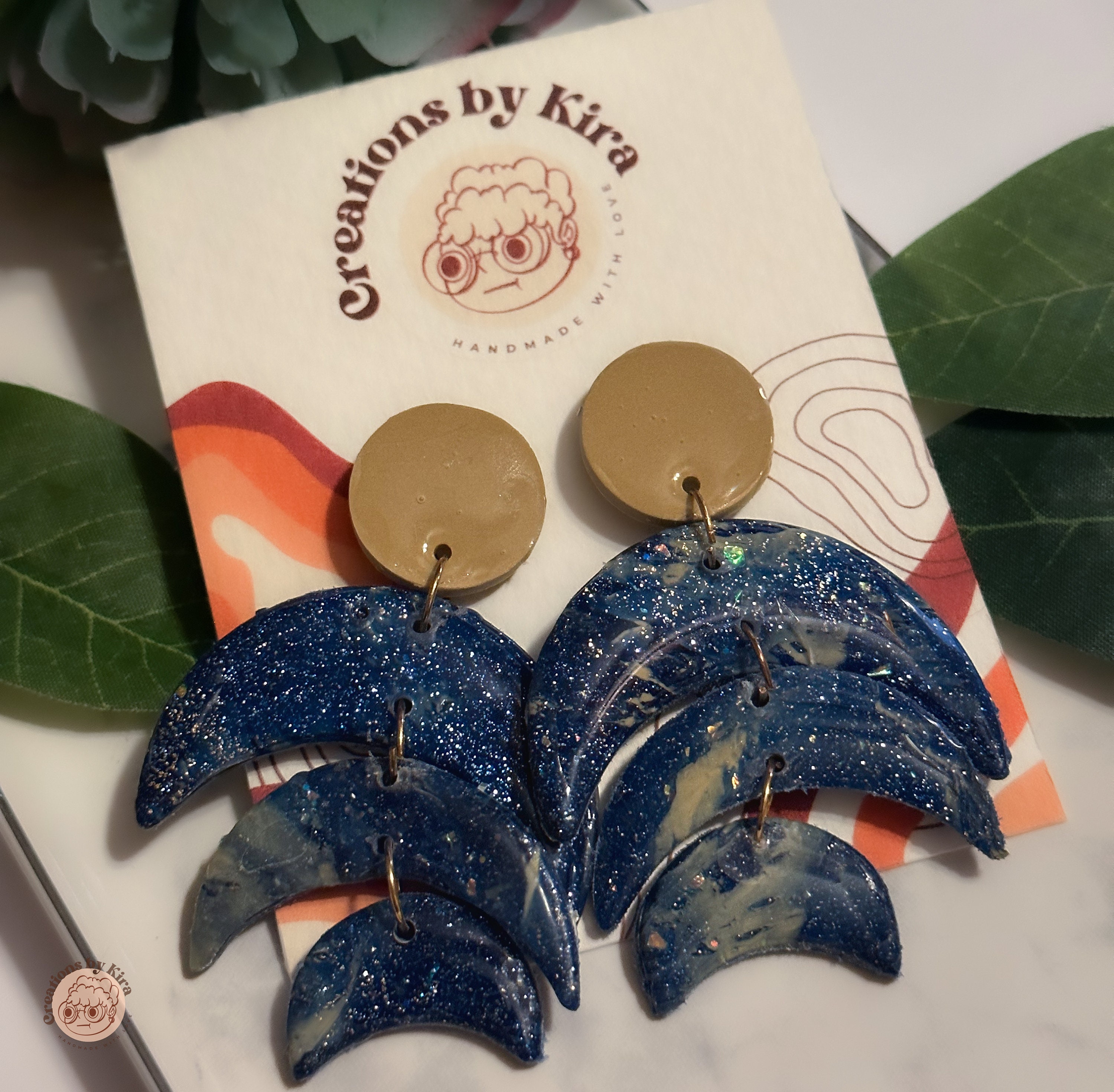 Blue Moons | Two Styles | Handmade Polymer Clay Earrings - Etsy
