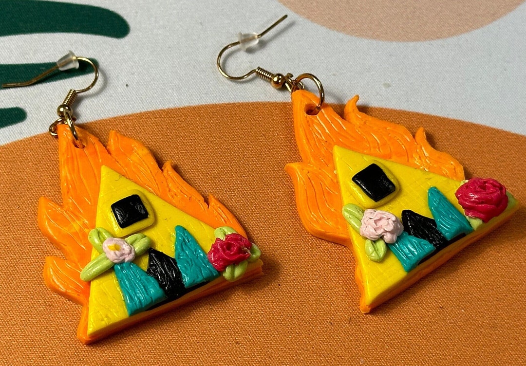 Midsommar Burning Tent | Handmade Polymer Clay Earrings - Etsy