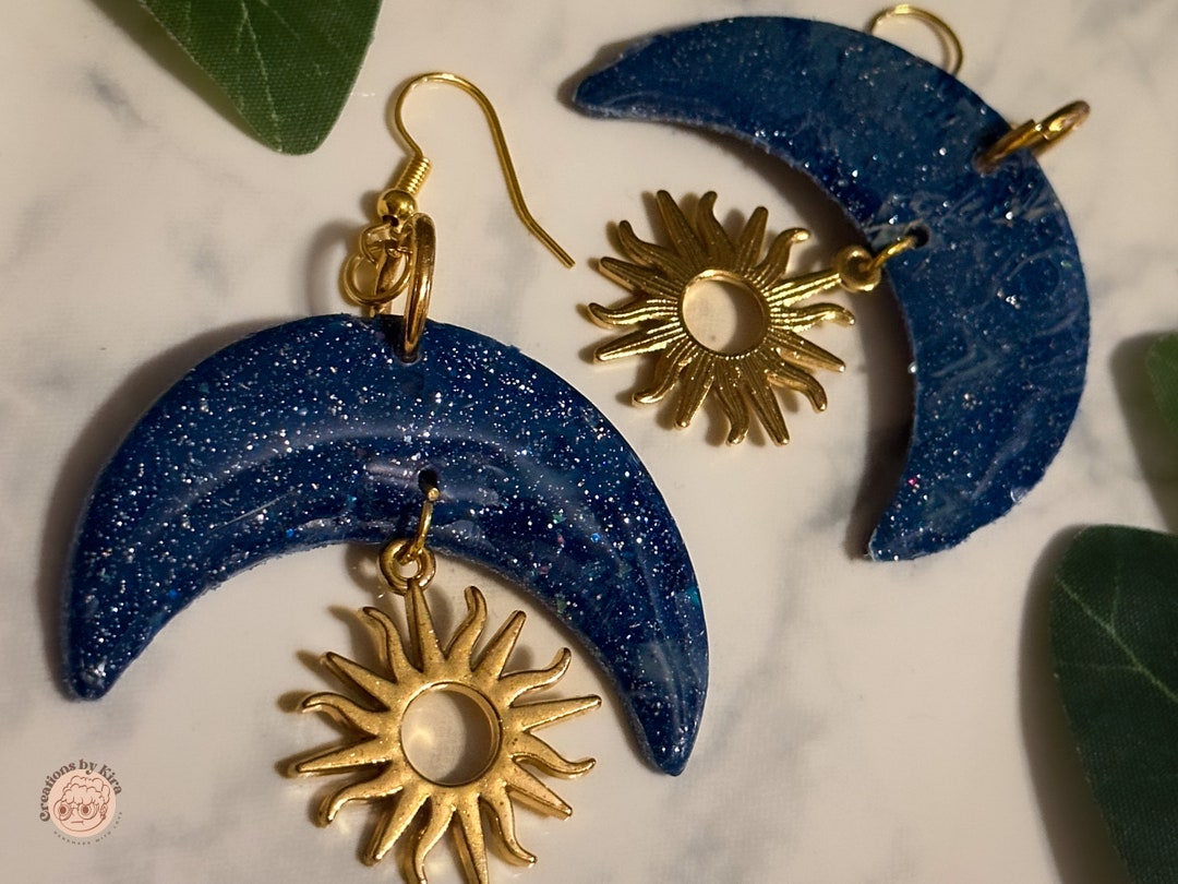 Blue Moons | Two Styles | Handmade Polymer Clay Earrings - Etsy