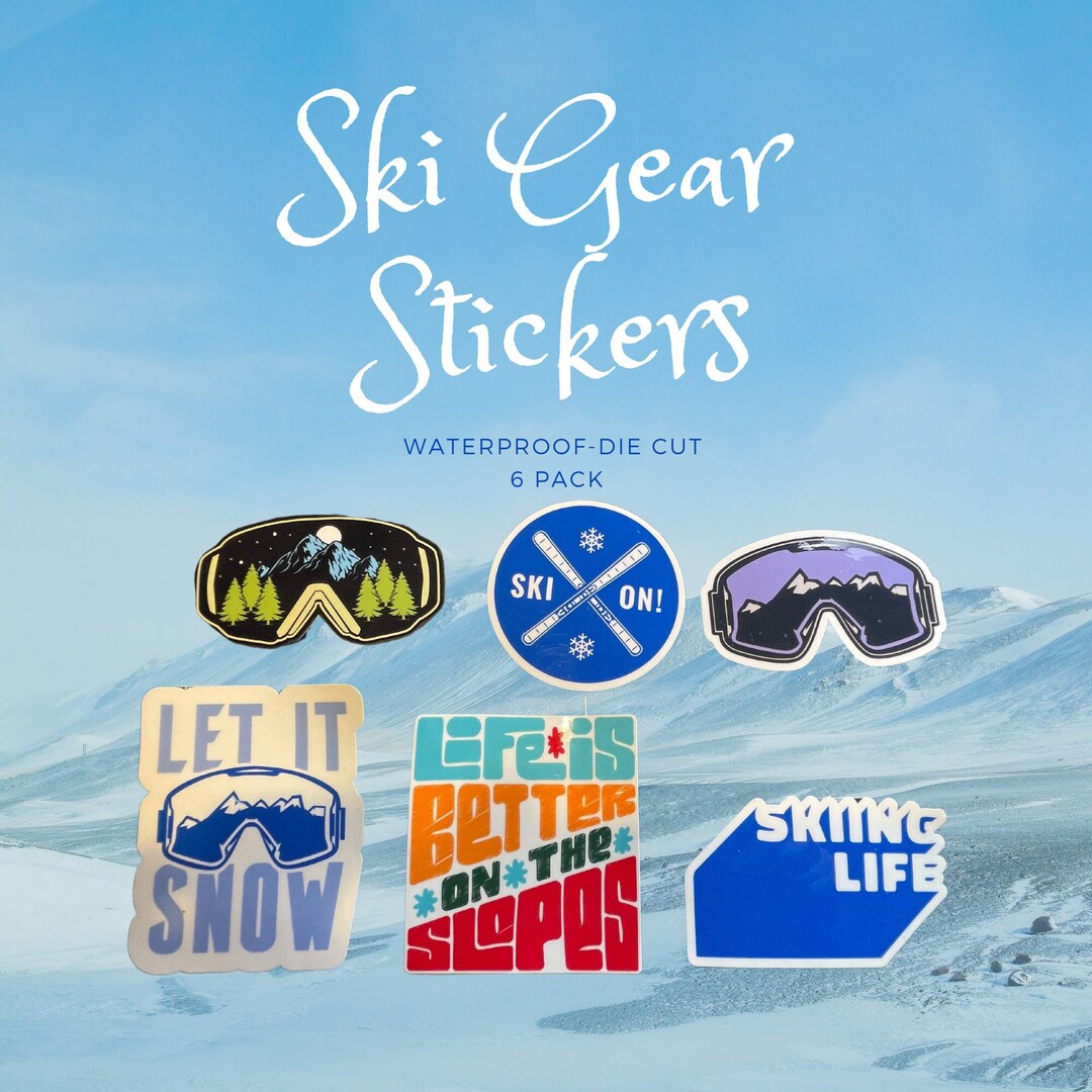 Ski Gear Sticker Pack, Skiing Stickers, Die Cut, Waterproof, Gear Swag ...