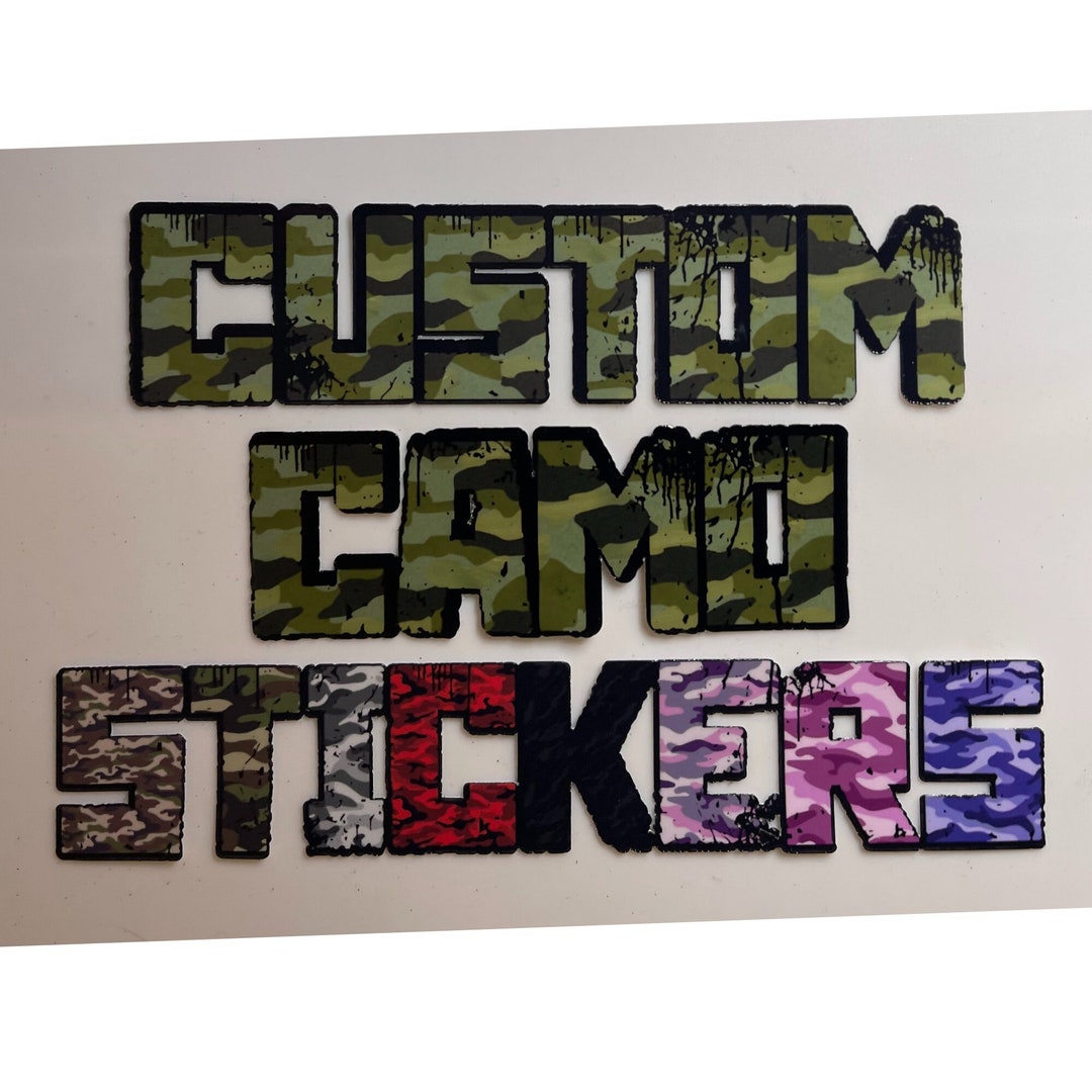 Custom Camo Stickers, Camo Decals, Gamer Gear, Name Sticker, Custom ...