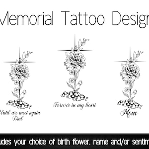 Memorial Tattoo Design Cross Tattoo With Your Loved Ones Birth Flower ...