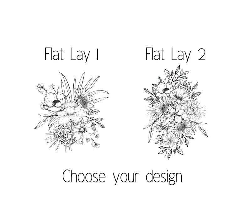 Custom Flat Lay Birth Flower Tattoo Design. Great for Thigh or - Etsy