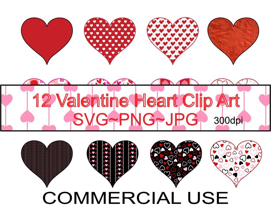 Valentine Hearts Clip Art, Perfect for Valentine's Day Projects - Etsy