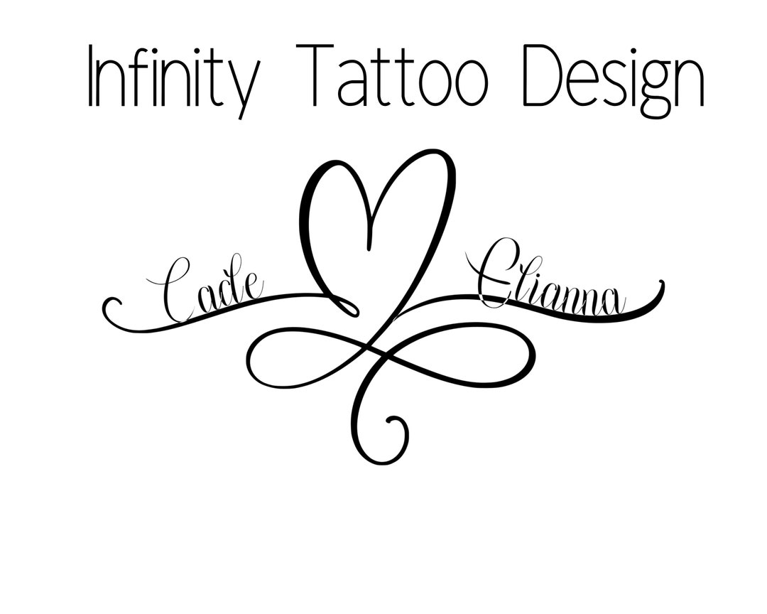 Couple's Custom Infinity Heart Tattoo Design With Names - Etsy