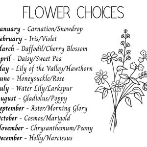 Crescent Moon and Birth Flower Custom Tattoo Design, Includes up to 5 ...