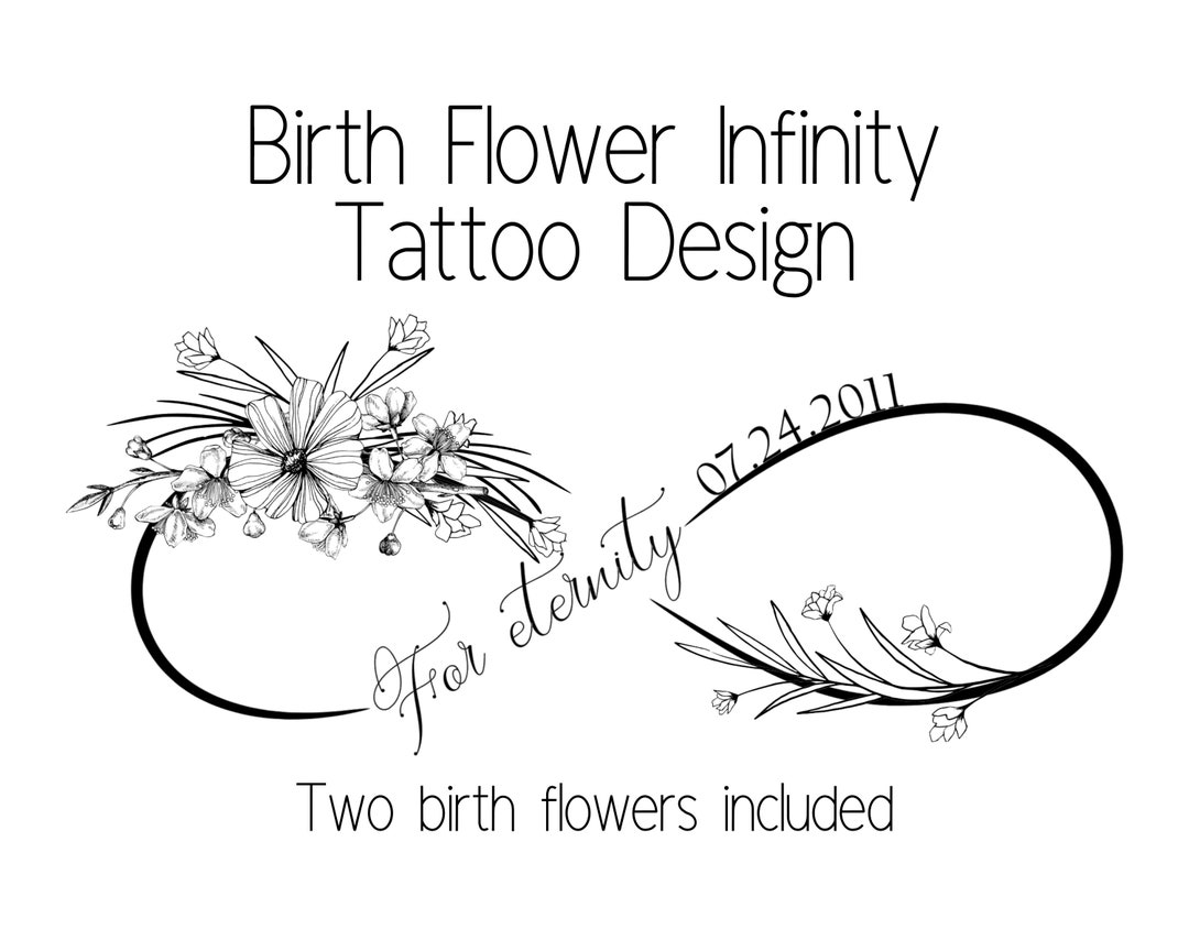 Birth Flower Infinity Tattoo Design - Etsy