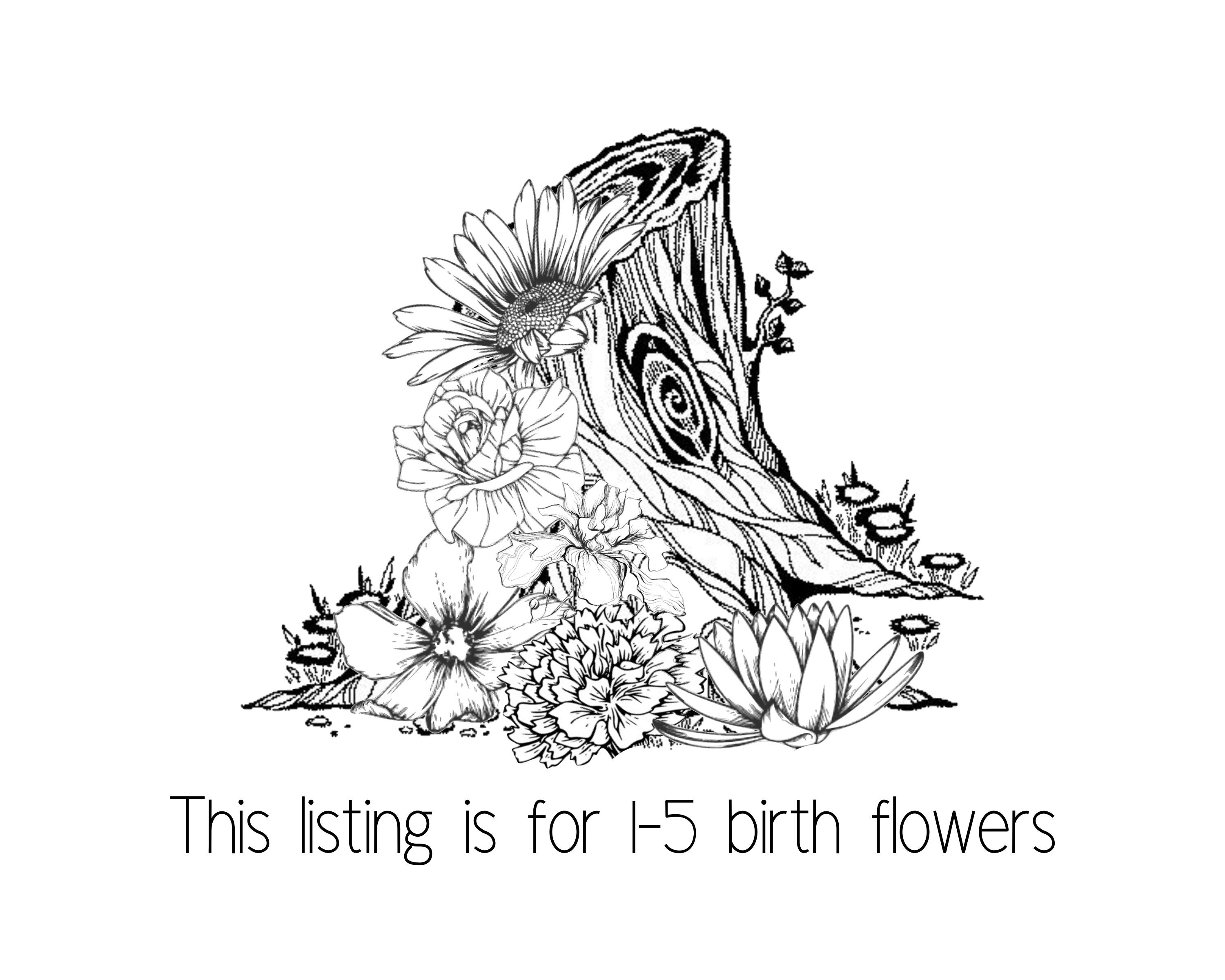 Custom Birth Flower Tree Stump Tattoo Design - Etsy