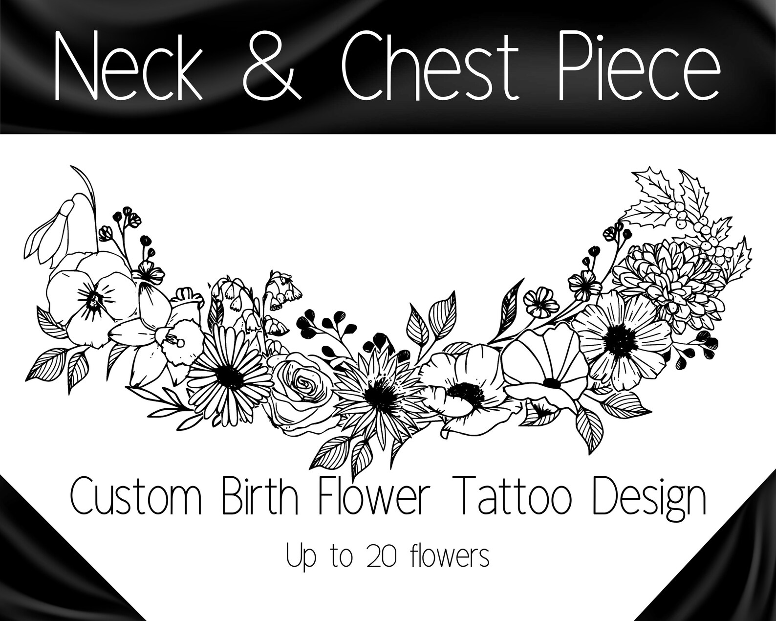 Custom Birth Flower Neck or Chest Tattoo Design for Women - Etsy