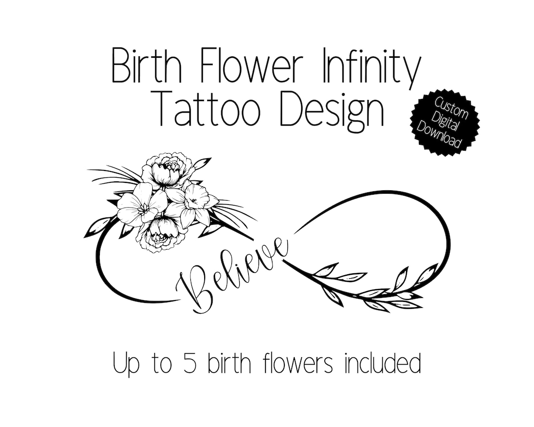 Birth Flower Infinity Tattoo Design - Etsy
