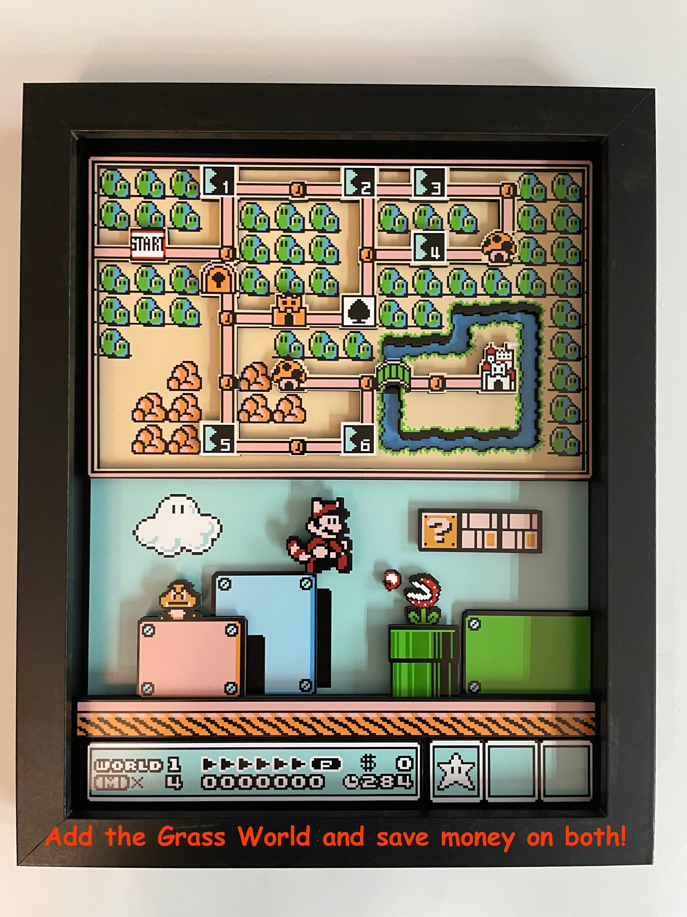 Super Mario Brothers 3 Shadowbox NES Desert Land - Etsy Canada