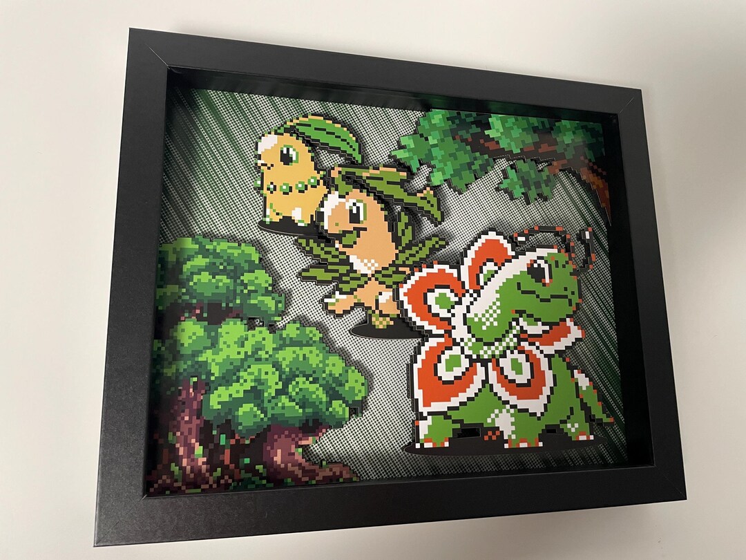Chikorita - Bayleef - Maganium - Pokemon Evolution - 8x10 3D Shadow Box ...