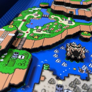 Super Mario World - SNES Overworld Map - 9x9" 3D Shadow Box! - Etsy
