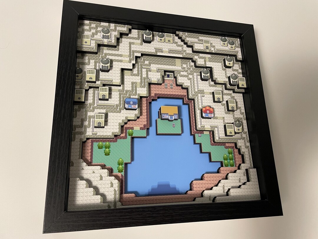 Sootopolis - Pokemon Ruby Map - 9x9" 3D Shadow Box! - Etsy
