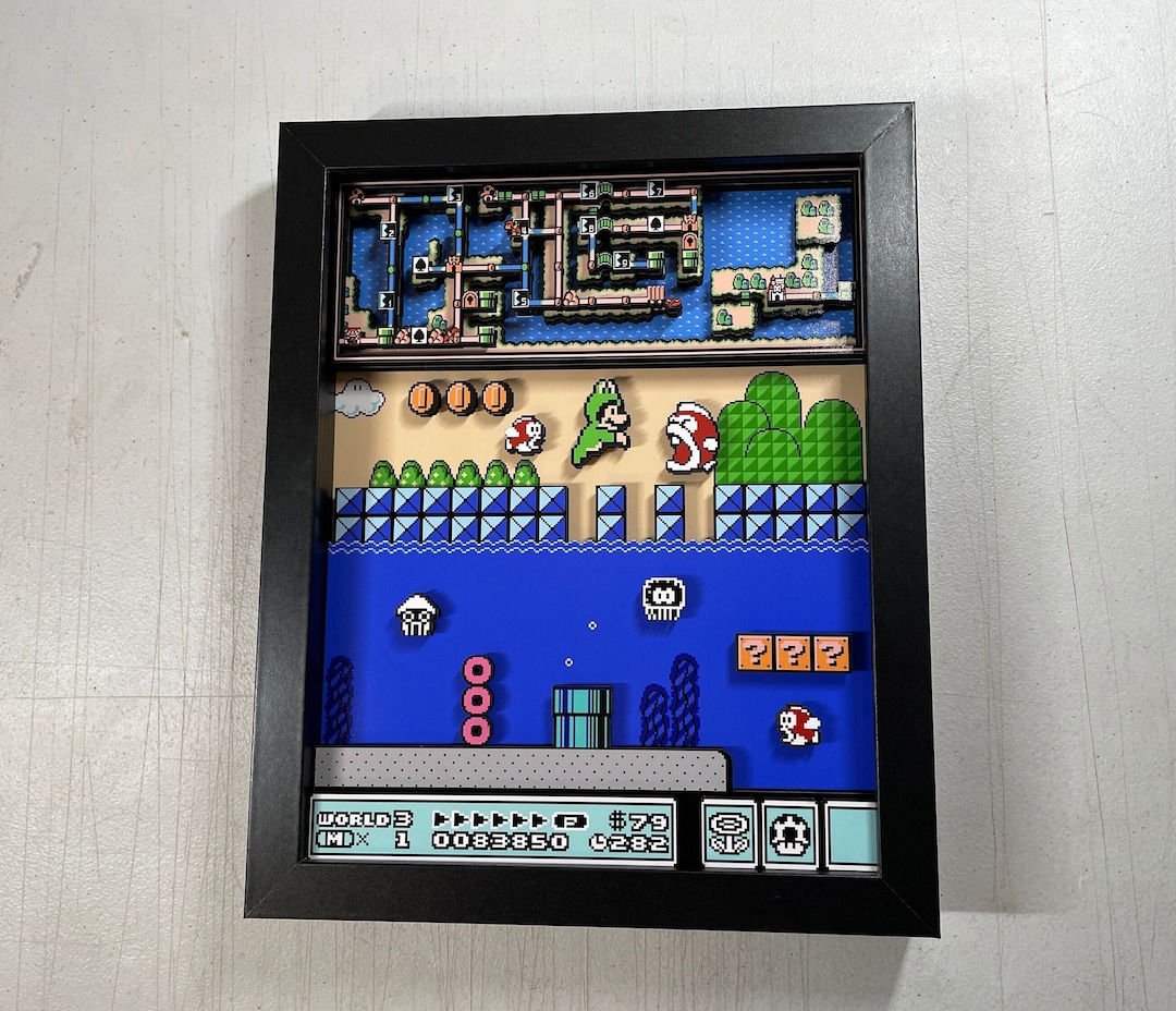 Mario Brothers 3 - NES Water World - 8x10 3D Shadow Box! - Etsy