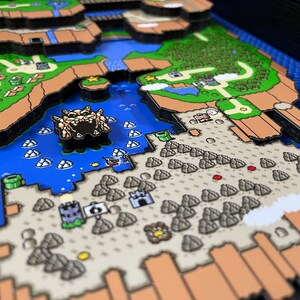 Super Mario World - SNES Overworld Map - 9x9" 3D Shadow Box! - Etsy
